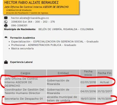 Héctor Fabio Alzate es Jefe de control interno en la gobernación a ...